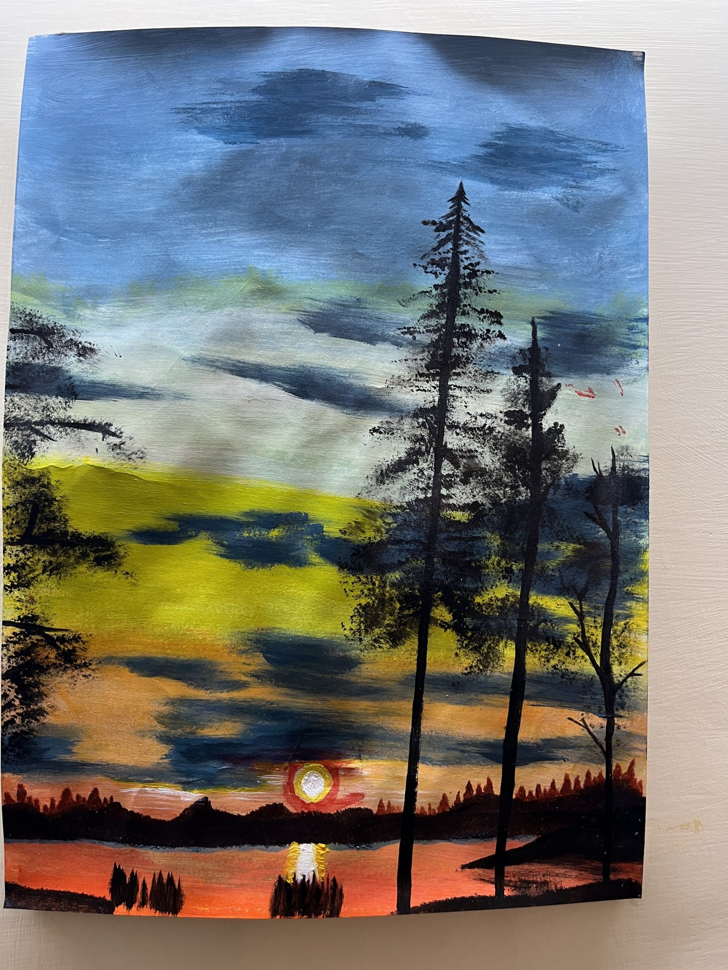 Satisfying Sunset Art Work Painting by Wahaj Rehan