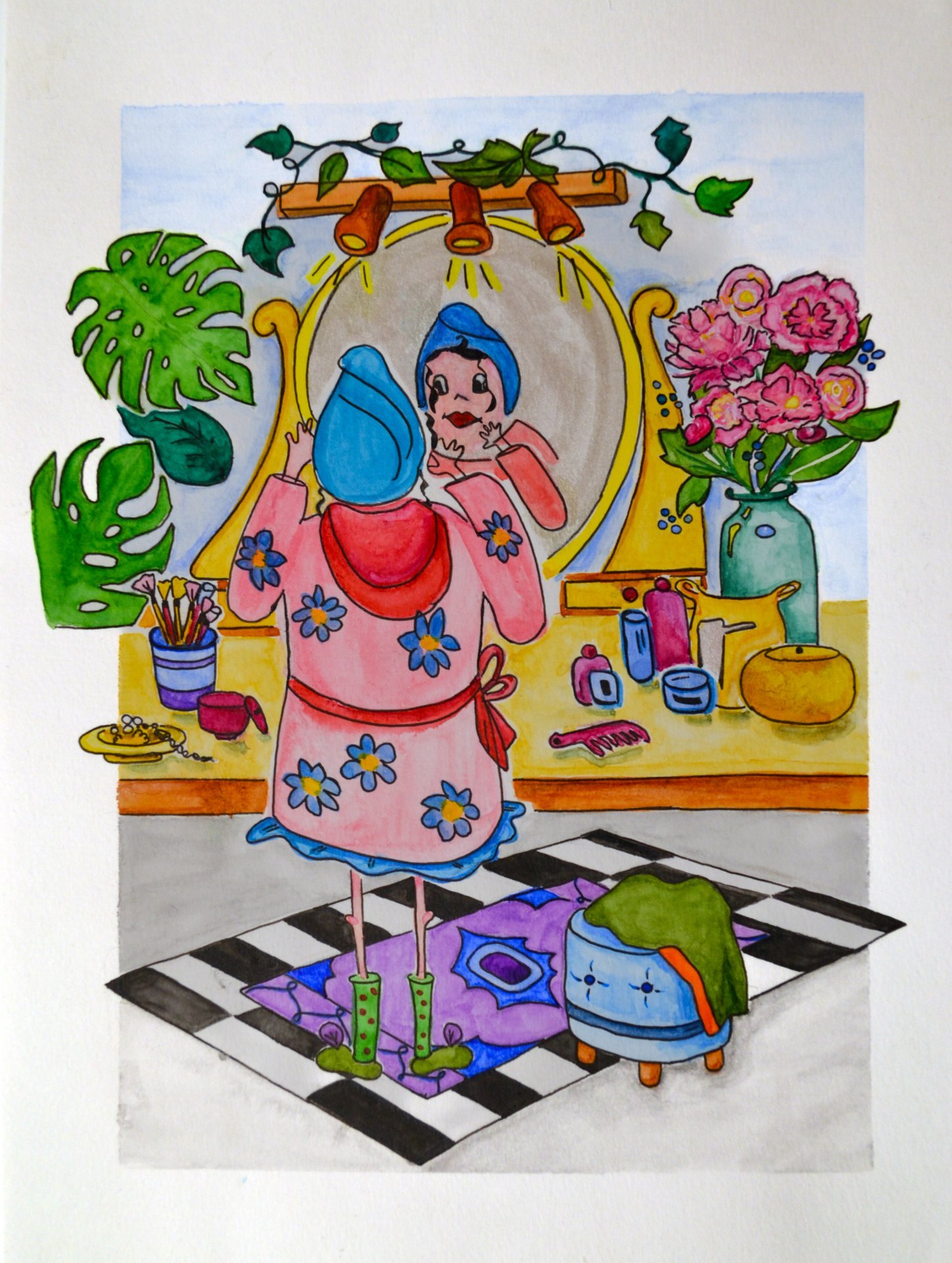 Morning Ritual in Watercolor Painting by Elizaveta Vasileva