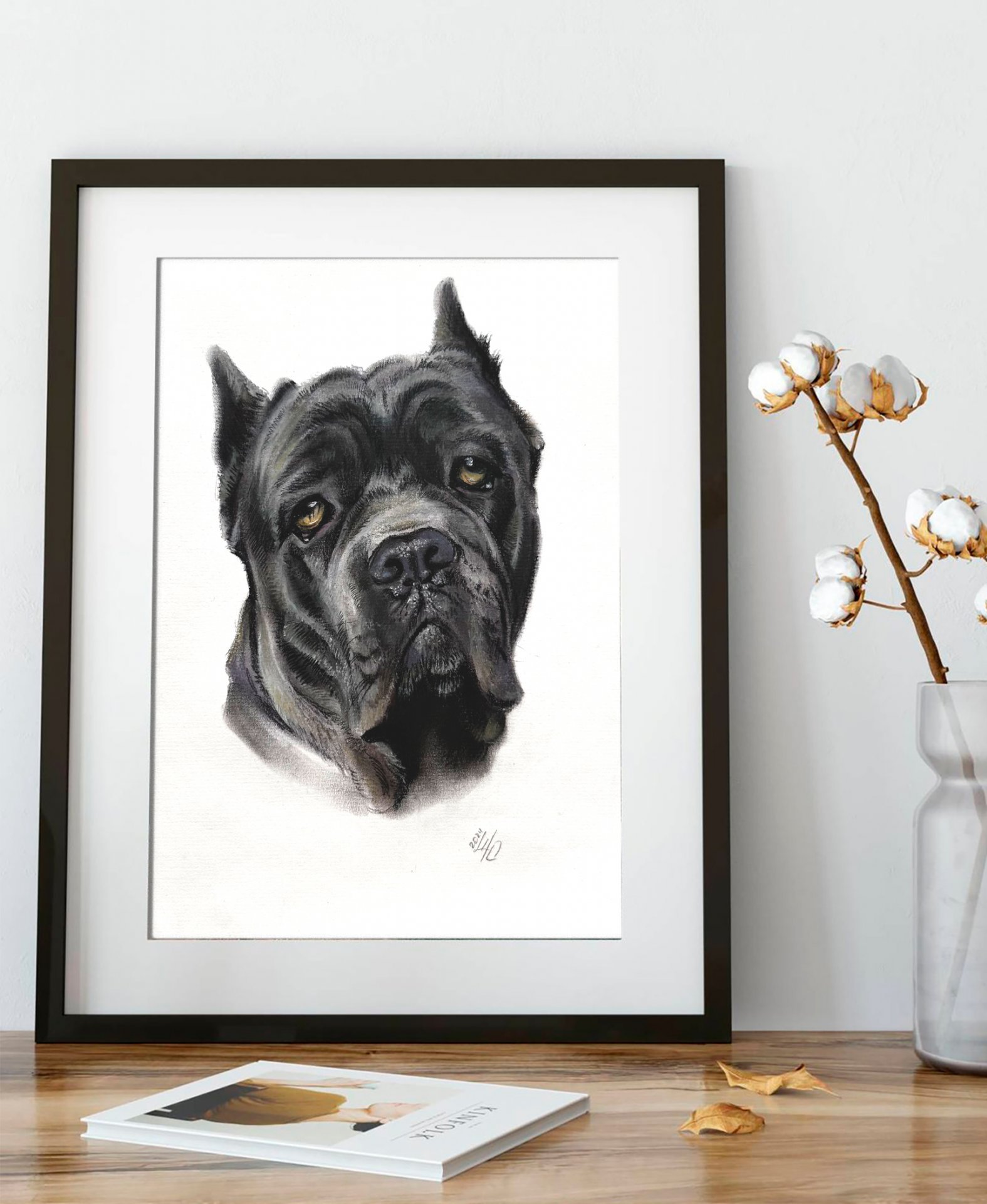 Cane Corso Elegance: A Pastel Portrait Drawing - Julia Shilo
