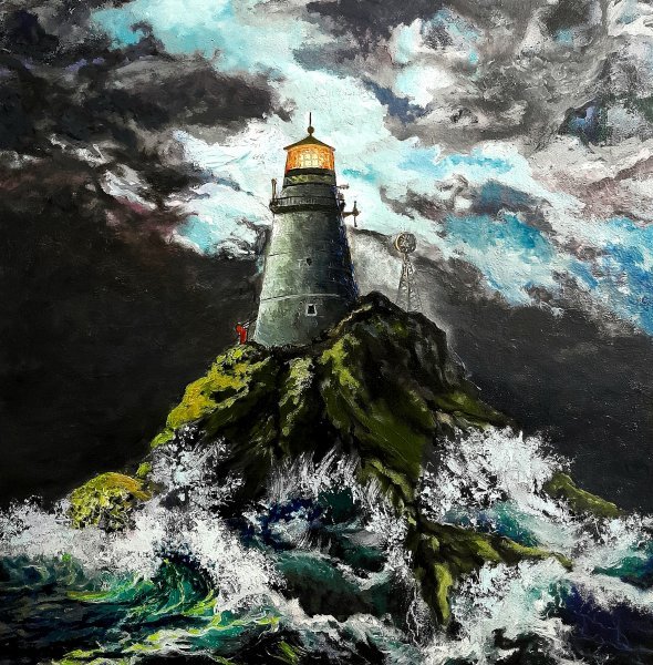 Lighthouse on Dragon Island Painting by Anton Zapotochny(Dovzhenko)