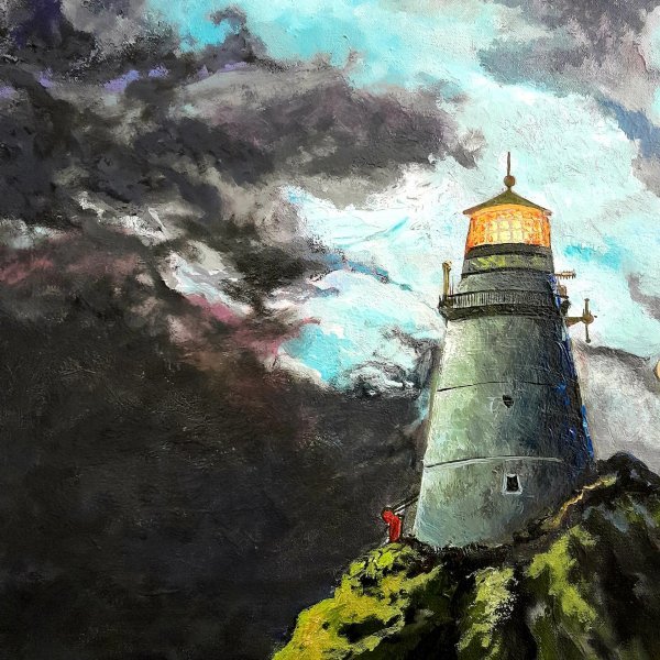 Lighthouse on Dragon Island Painting by Anton Zapotochny(Dovzhenko)