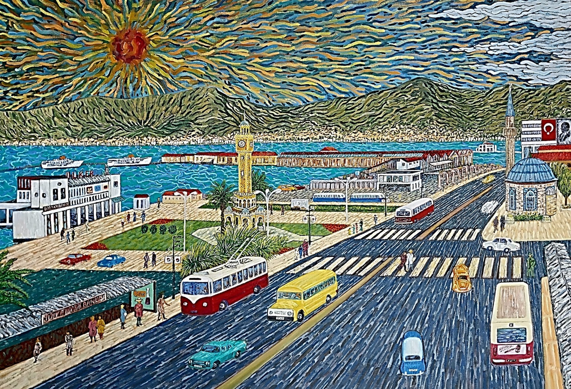 Retro Cityscape Painting by Kamil Murat - Jose Art Gallery