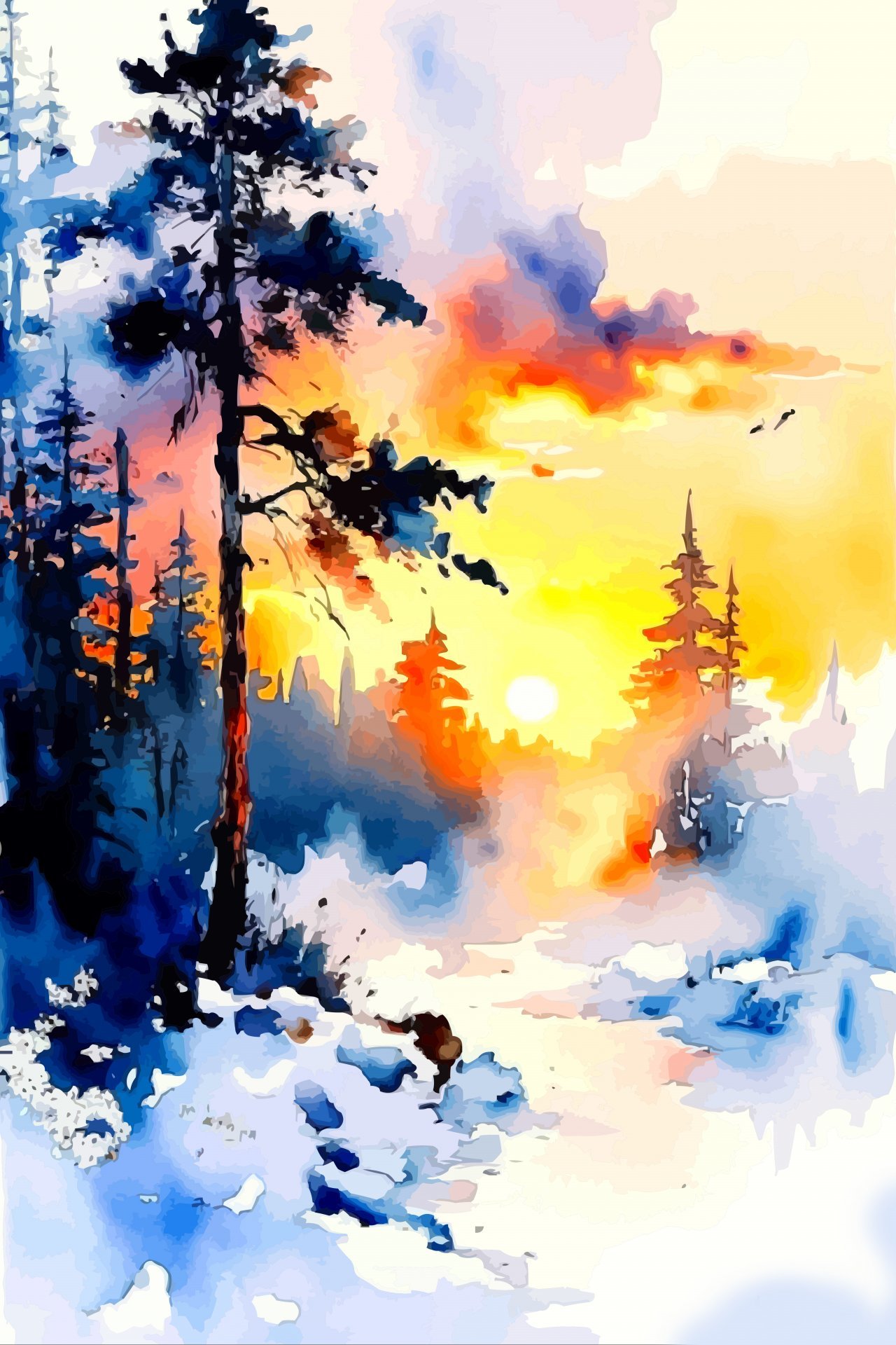 Sunrise Through Frosted Pines Digital Art - Viktor Levchenko