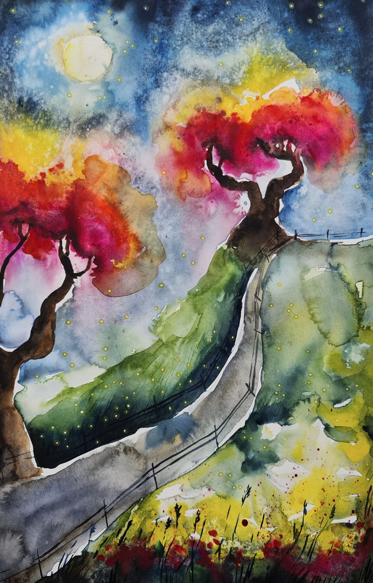 Whispering Trees of the Night Painting by Evgenia Smirnova