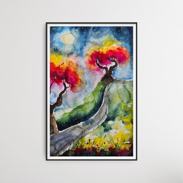 Whispering Trees of the Night Drawing - Evgenia Smirnova