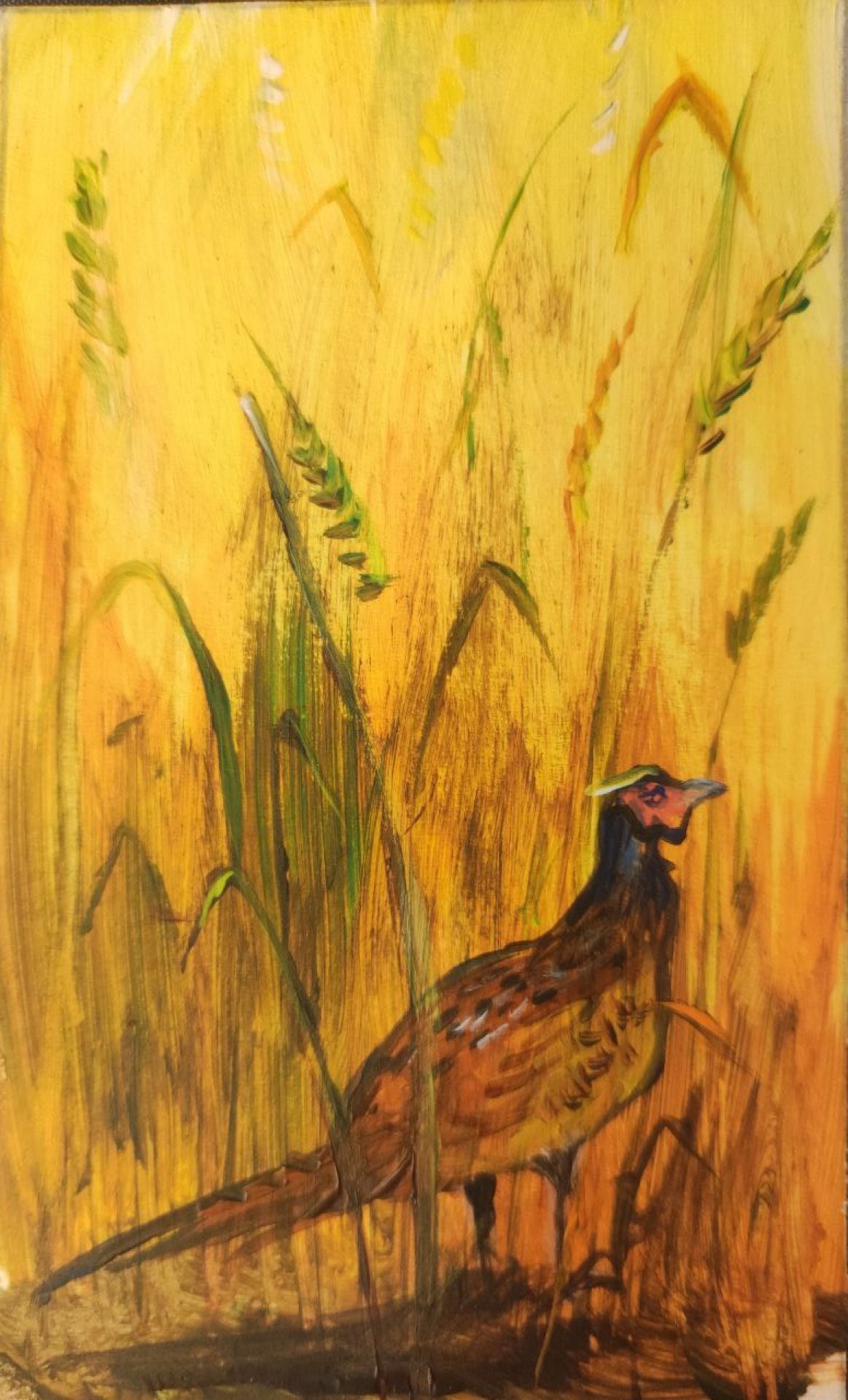 Pheasant in the field Painting by Arsen Davtyan