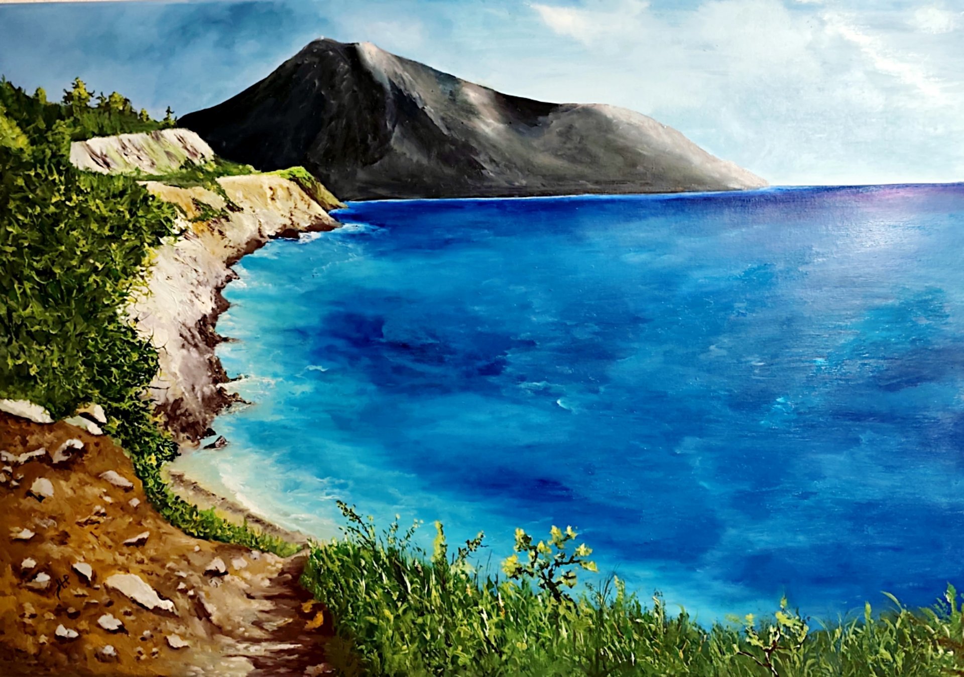 Sea at the Summit: Intertwining Realities Painting by Nataliya Rudenko