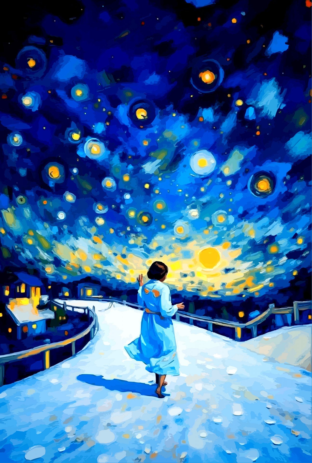 Frozen Path Under Starry Sky Digital Art - Viktor Levchenko