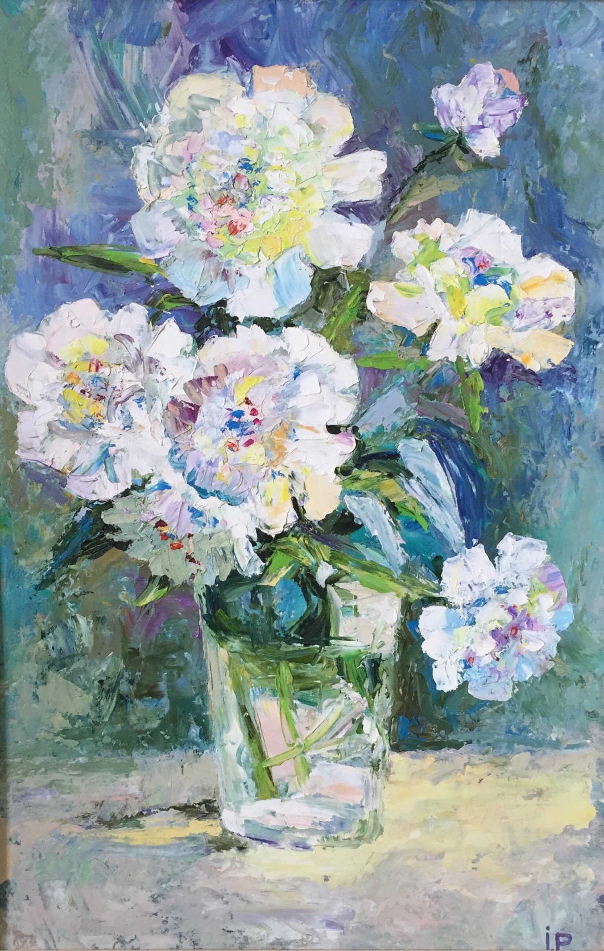 White peonies Painting by Roman Ivanyshyn - Jose Art Gallery