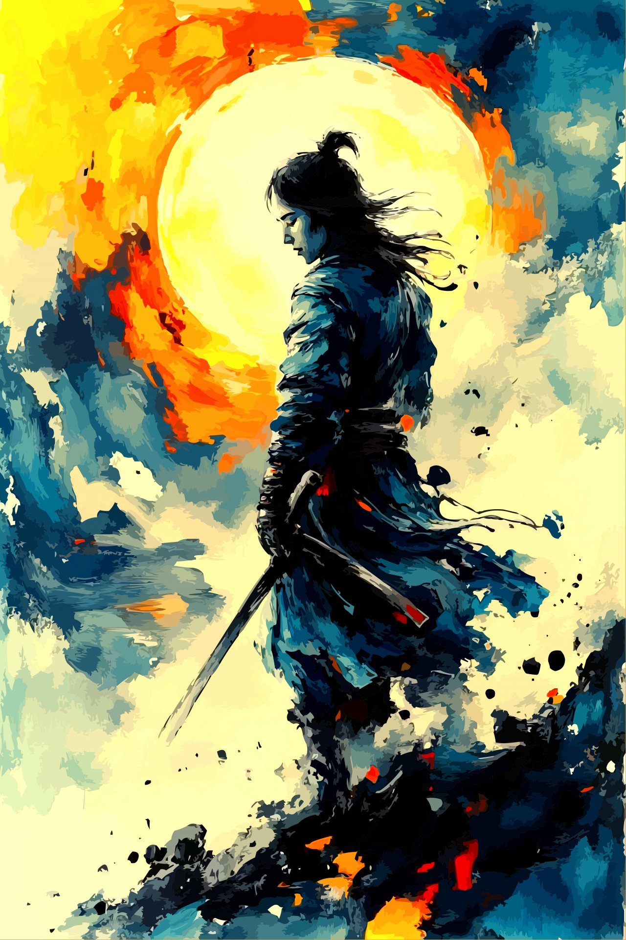 The Lone Warrior in the Mist Drawing - Viktor Levchenko
