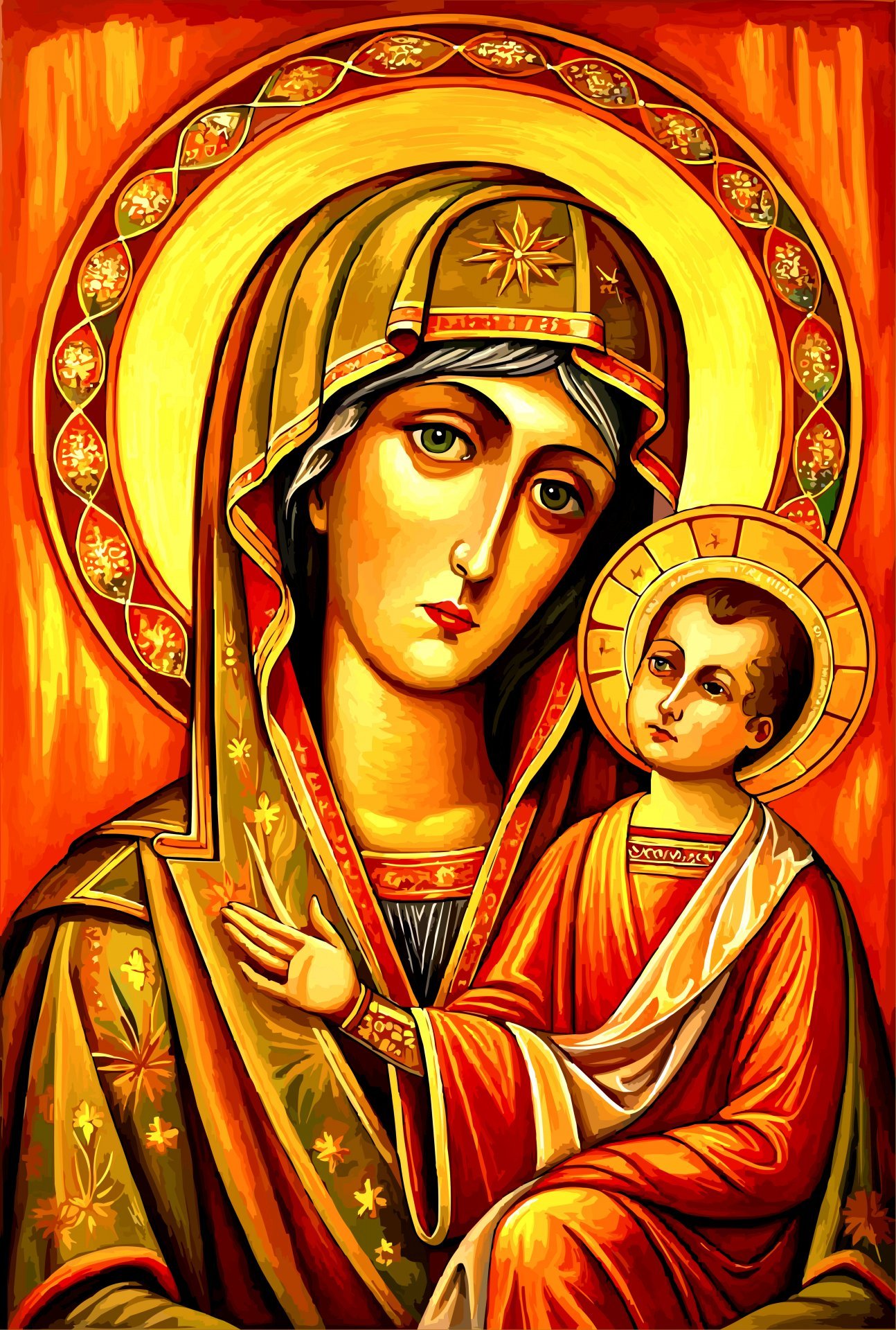 Virgin Mary and Christ Icon Digital Art - Viktor Levchenko