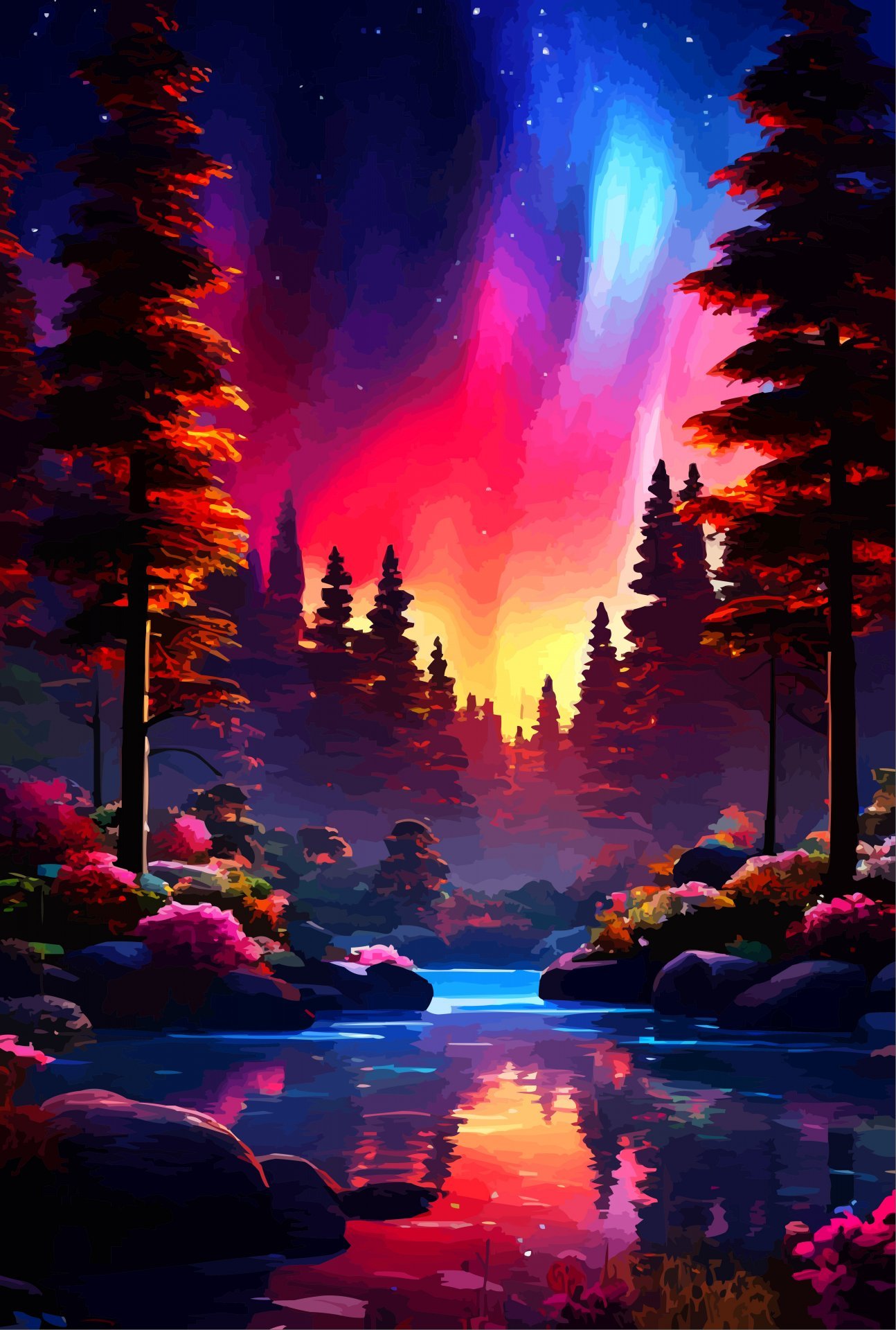 Bosque Místico: Resplandor del Norte Arte digital - Viktor Levchenko