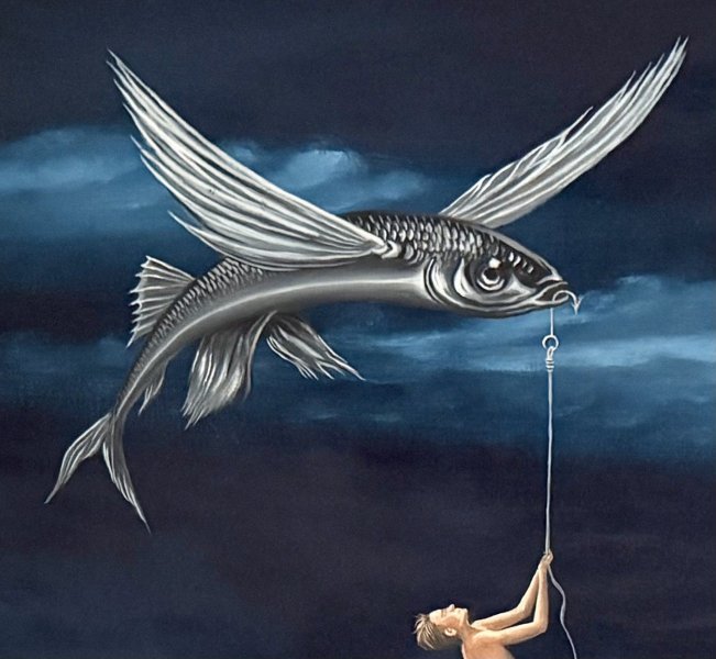 Flying Boy: Surge of the Ocean Painting by Beklan Kizilcay