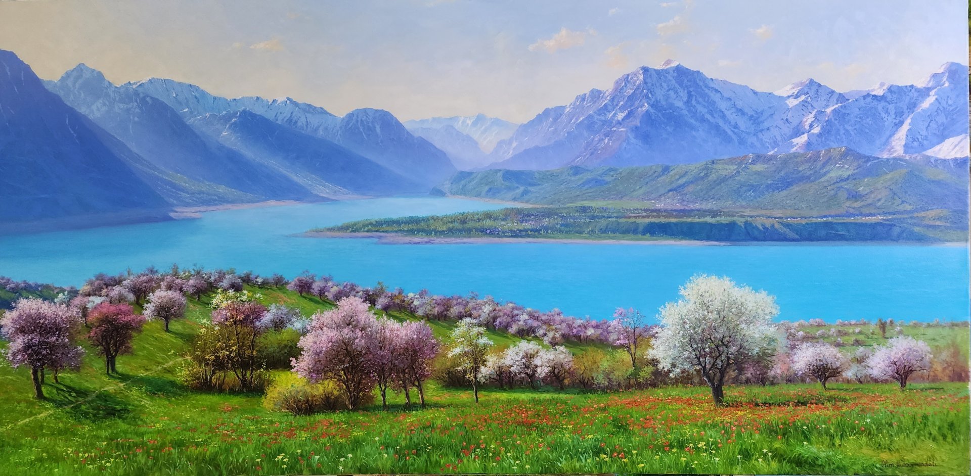 Spring Views of Charvak Painting by Olim Muhammadali