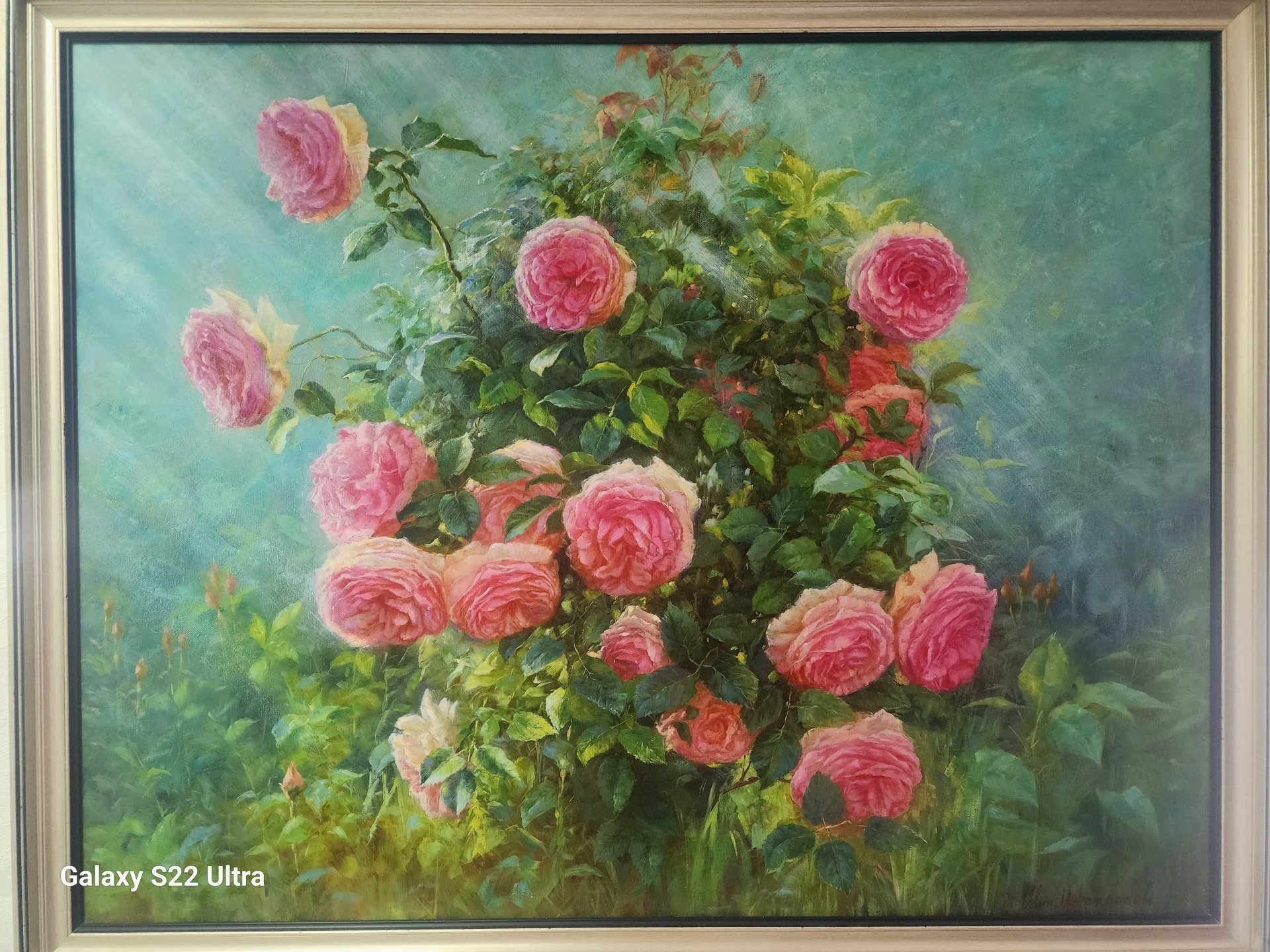 Roses in Realistic Blooms Painting by Olim Muhammadali