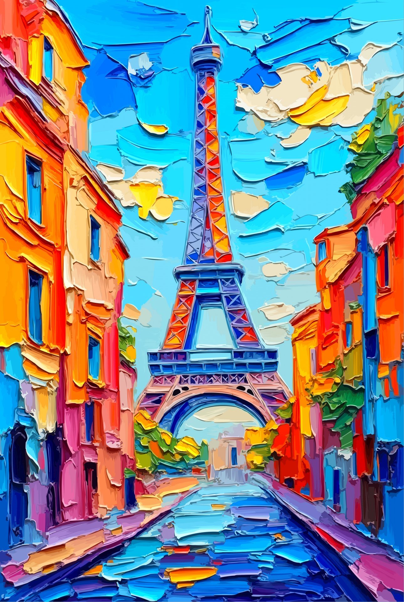 Vibrant Parisian Skyline Digital Art - Viktor Levchenko