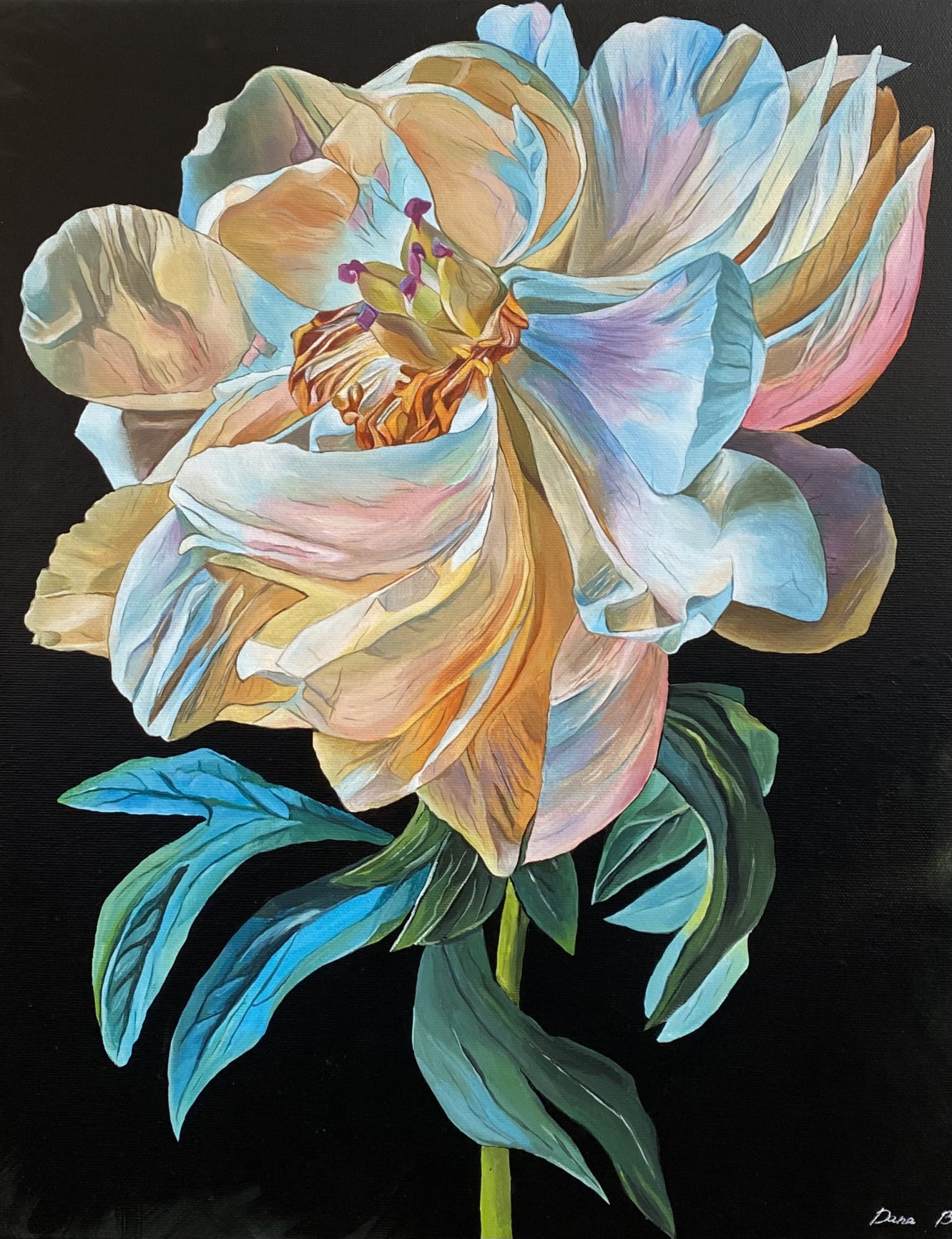 Sunny Moment. Peony in Realism Painting by Dana B.