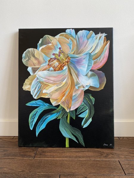 Sunny Moment. Peony in Realism Painting by Dana B.