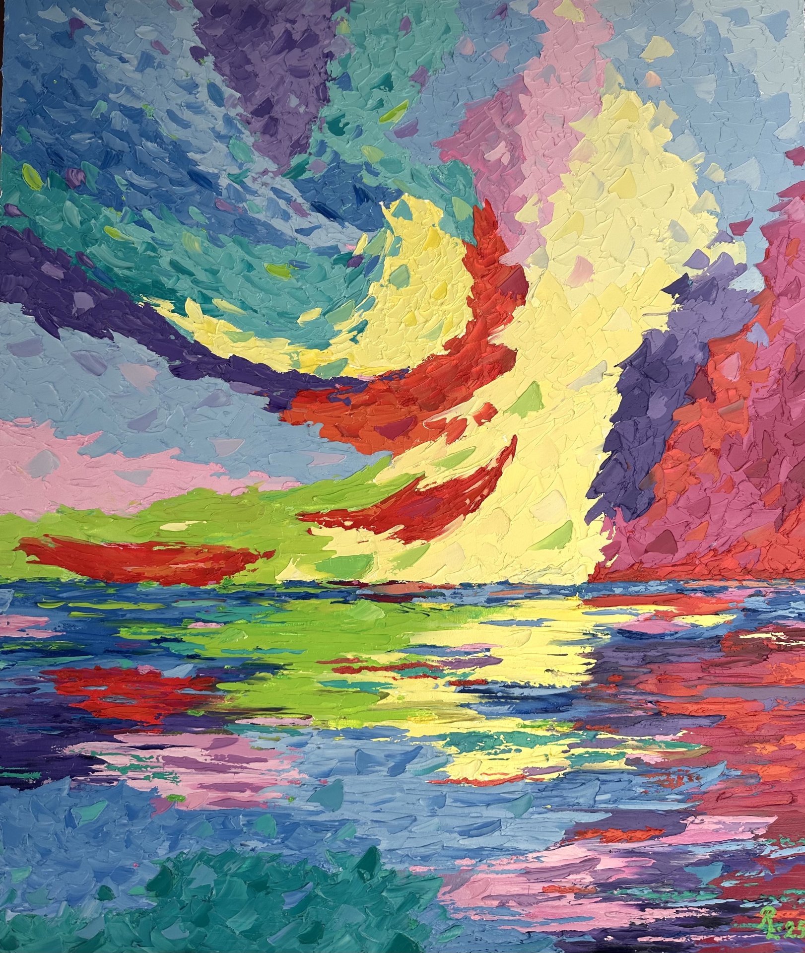 Colorful Horizon Painting by Liudmyla Riabkova