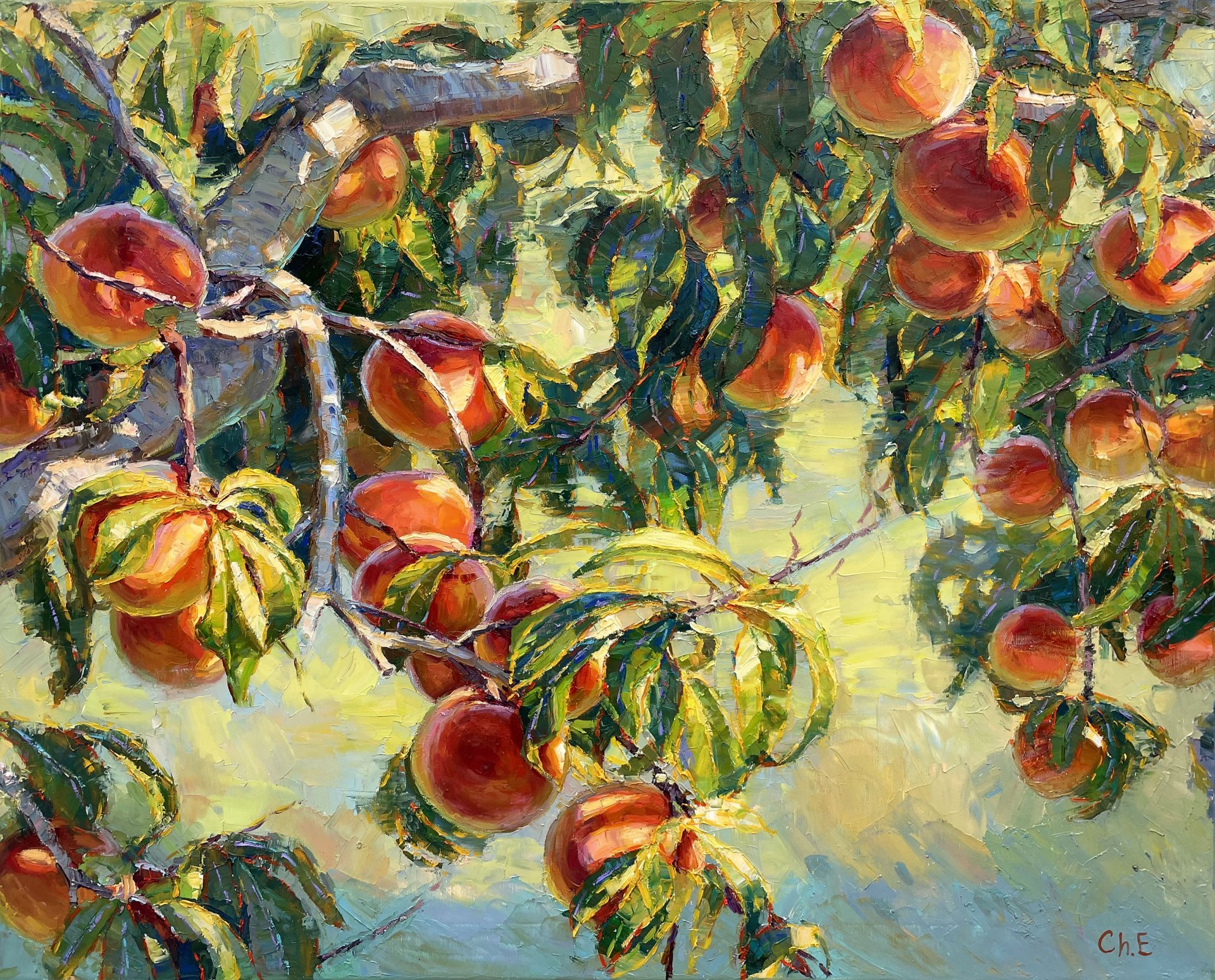 Peach Tree Painting by Yevgeny Chernyakovsky