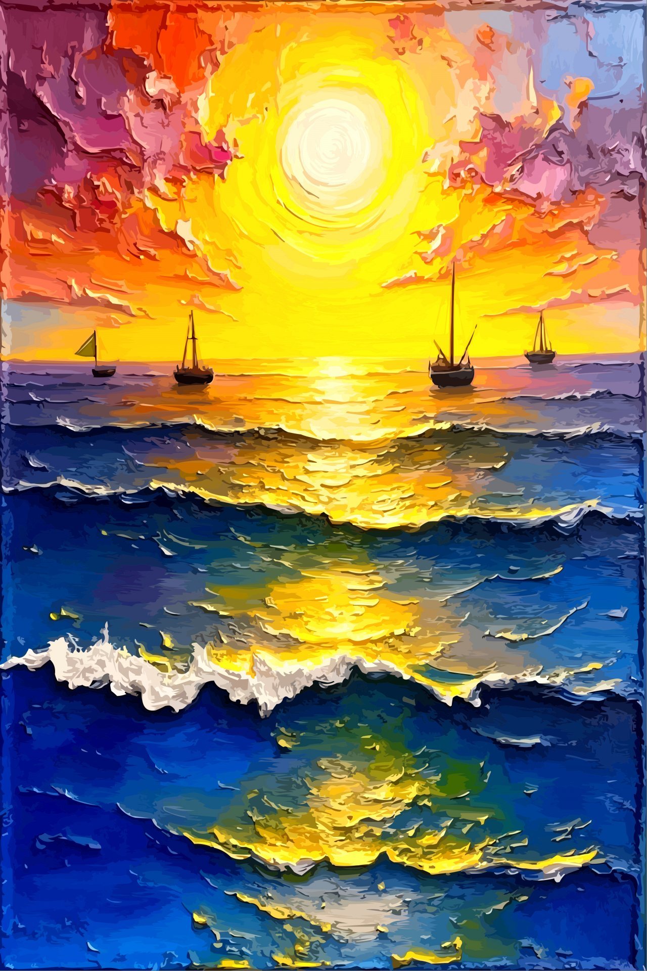 Sunset Glow Over Ocean Waves Digital Art - Viktor Levchenko
