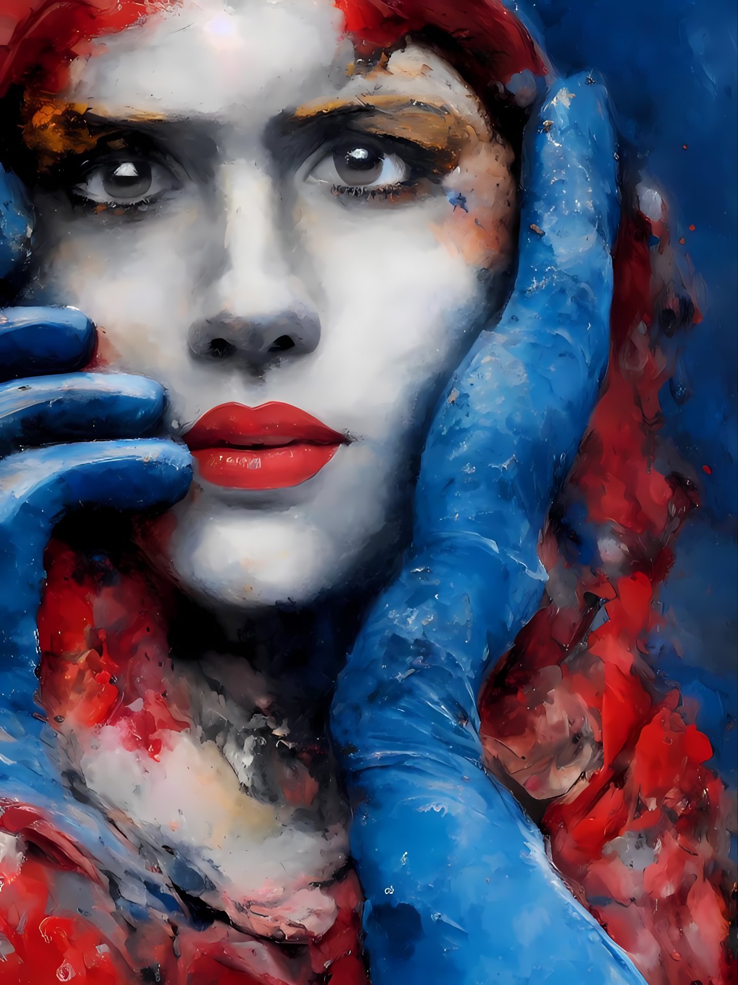 Vivid Warrior Red and Blue Digital Art - MeaHau