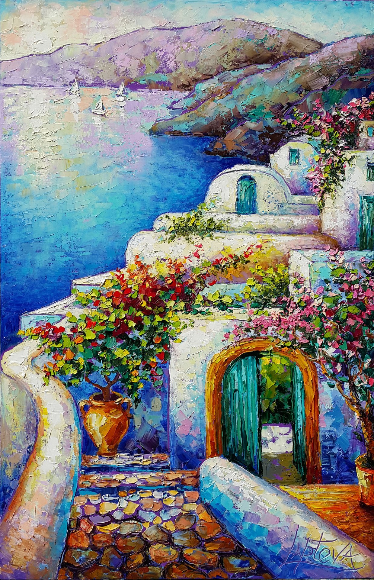Santorini Greece Painting by Viktoria Lapteva