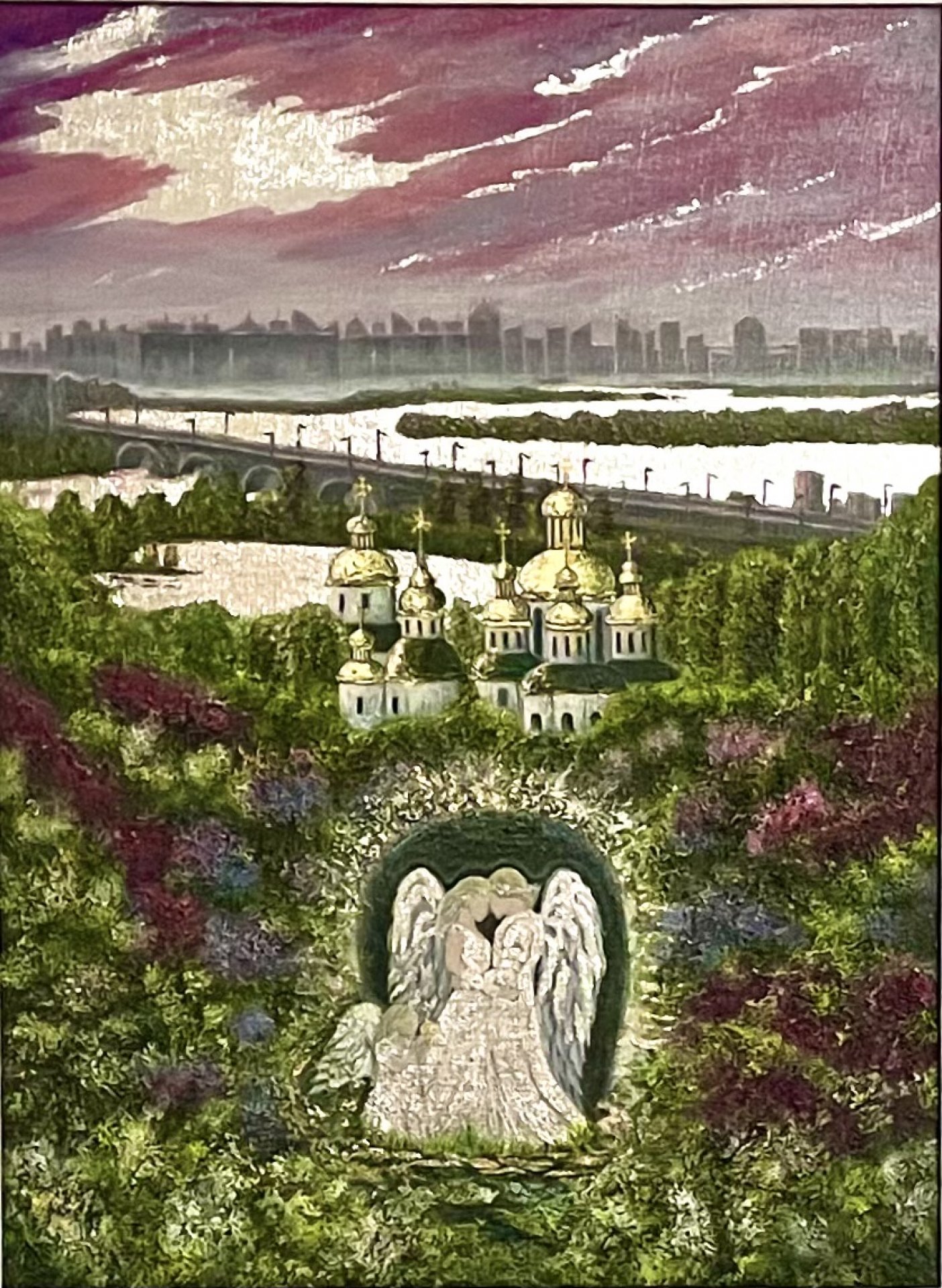 Kyiv at Dawn: Heavenly Visions Painting by Olena Fishbein