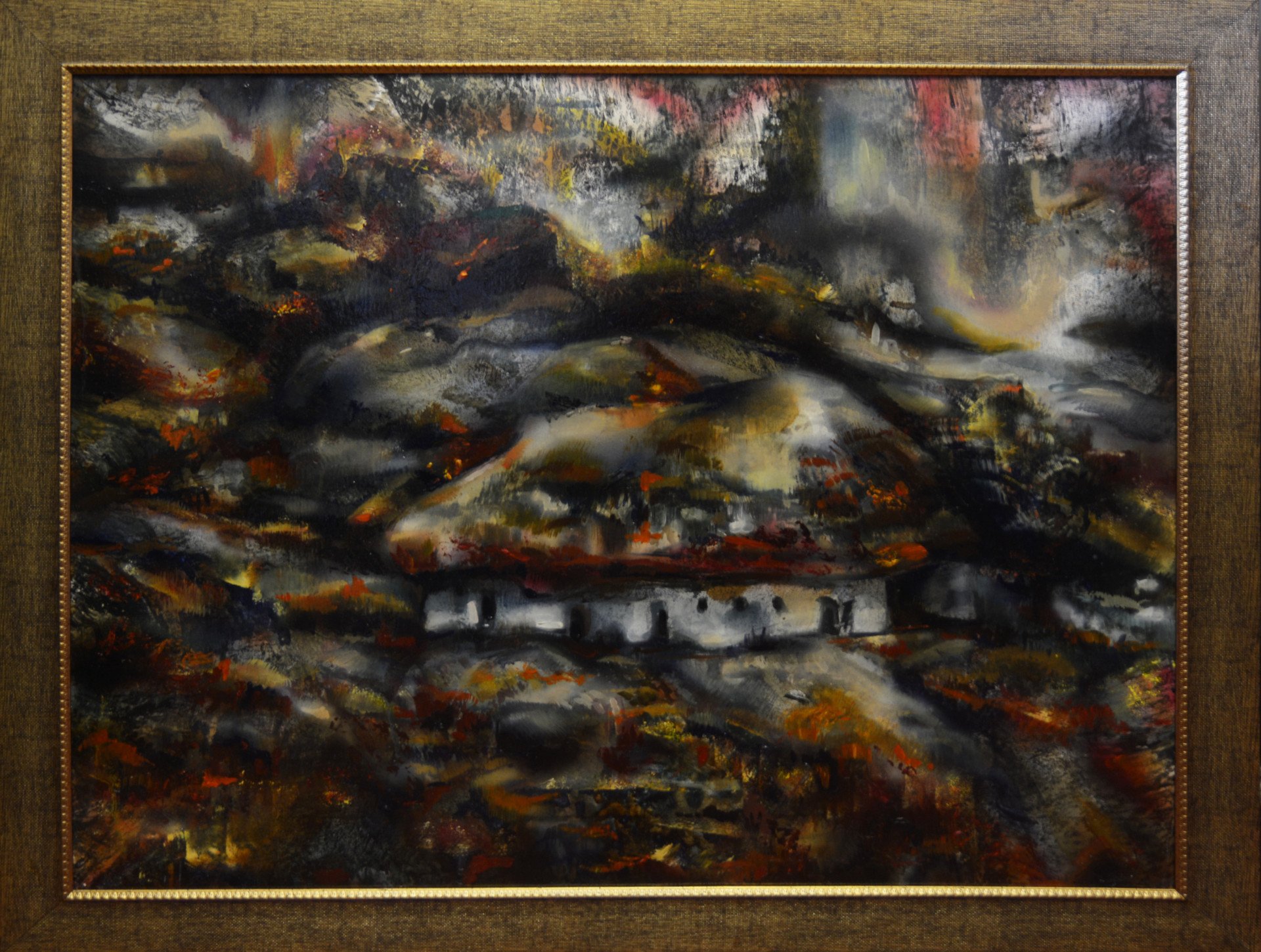House in the mountains. Autumn Painting by Mariia Drozdova