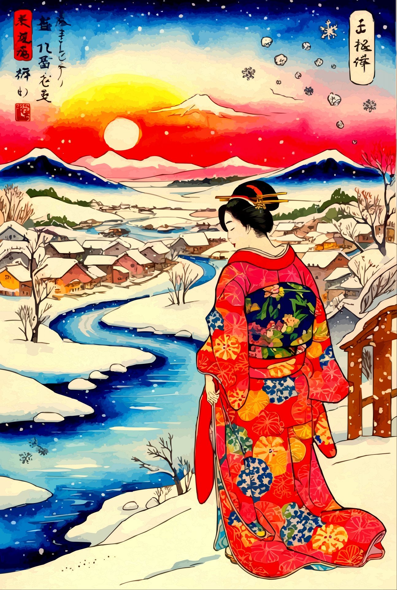 Kimono Elegance at Sunset Digital Art - Viktor Levchenko