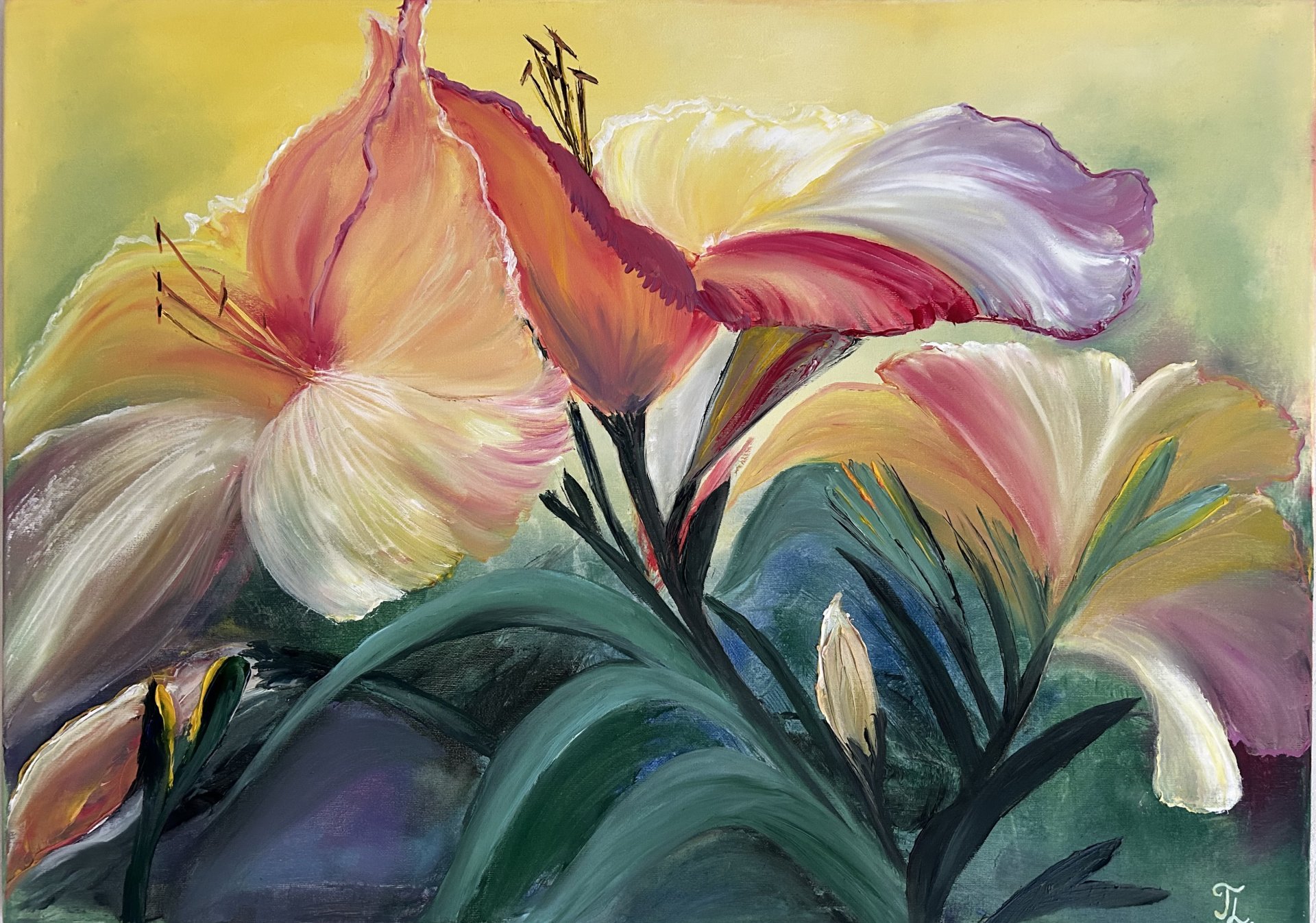 Lilies Painting by Tatiana Lashchenkova - Jose Art Gallery