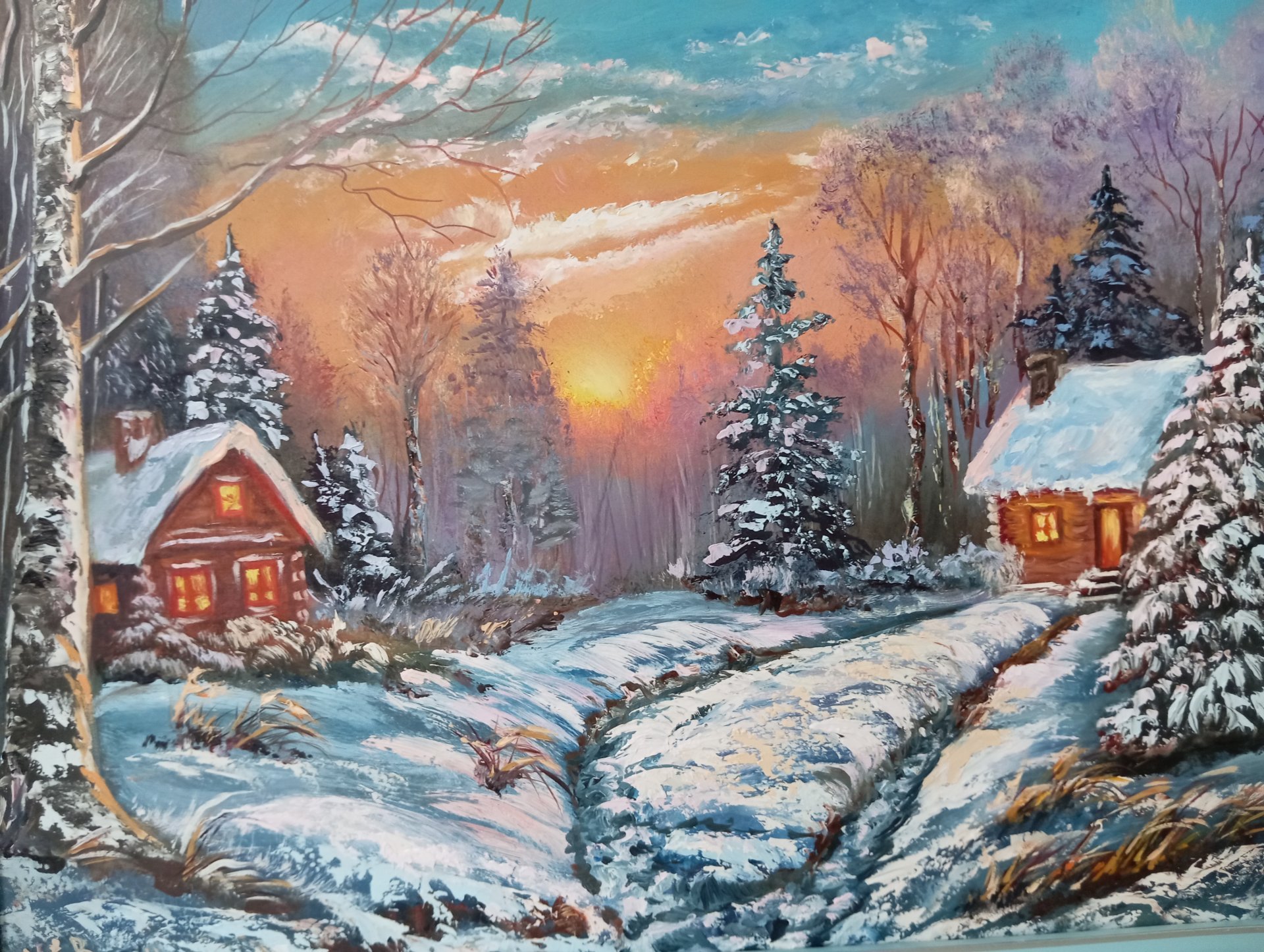 Winter's Tale: A View of the Landscape Painting by Elena Kheveleva