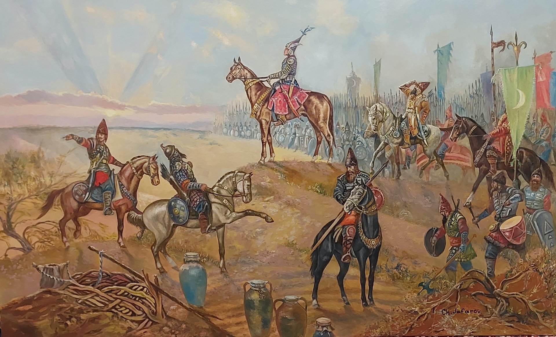 Tomiris Queen of the Saks and Massaget Painting by Chary Jafarov