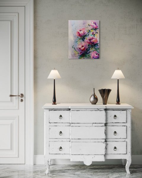 Tenderness of blooming roses Painting by Liubov Kuptsova