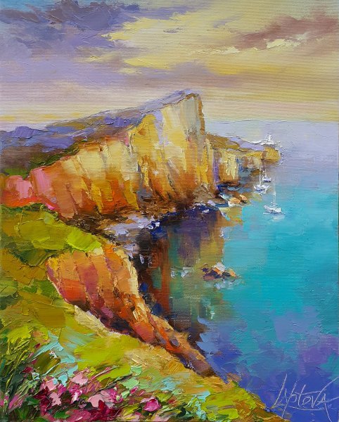Neist Point Lighthouse Painting by Viktoria Lapteva