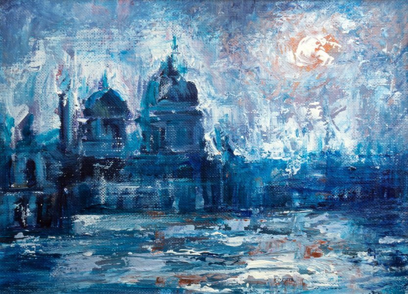 Venice In Blue Painting by Adrienn Pécsek - Jose Art Gallery
