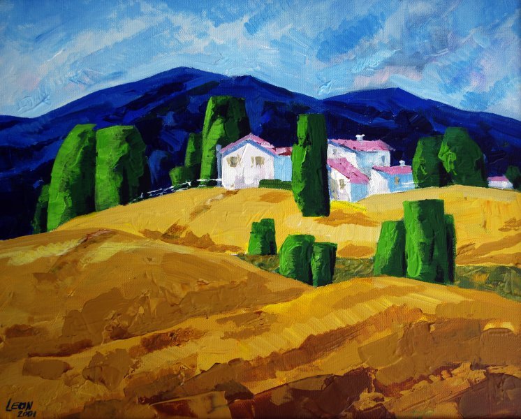 Landscape yellow Painting by Leon Katz - Jose Art Gallery