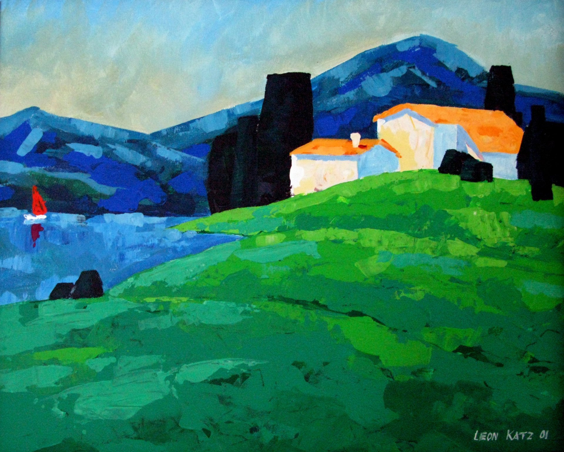 Landscape Green: Harmony and Tranquility Drawing - Leon Katz