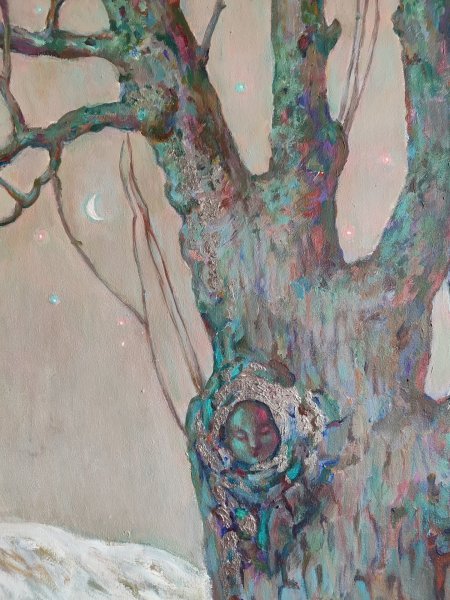 Mystical Tree: Surreal Landscape Art Painting by Aleksandra Plis