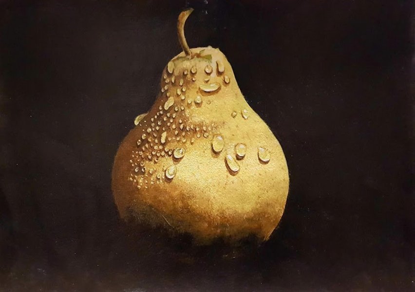 Drawing of a pear, Still life. Painting by Iryna Oliinyk