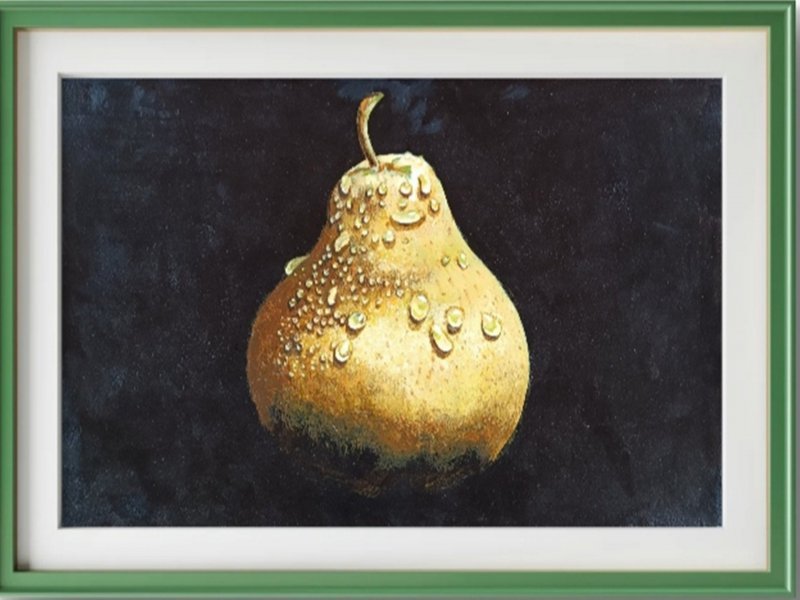 Drawing of a pear, Still life. Painting by Iryna Oliinyk