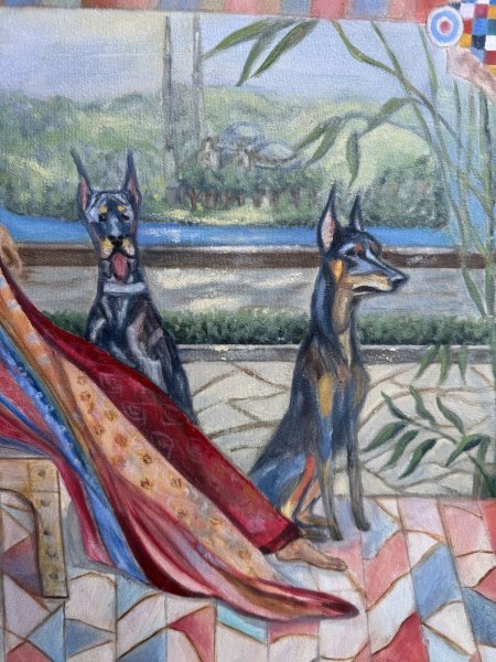 On the terrace Painting by Lela Karamanishvili