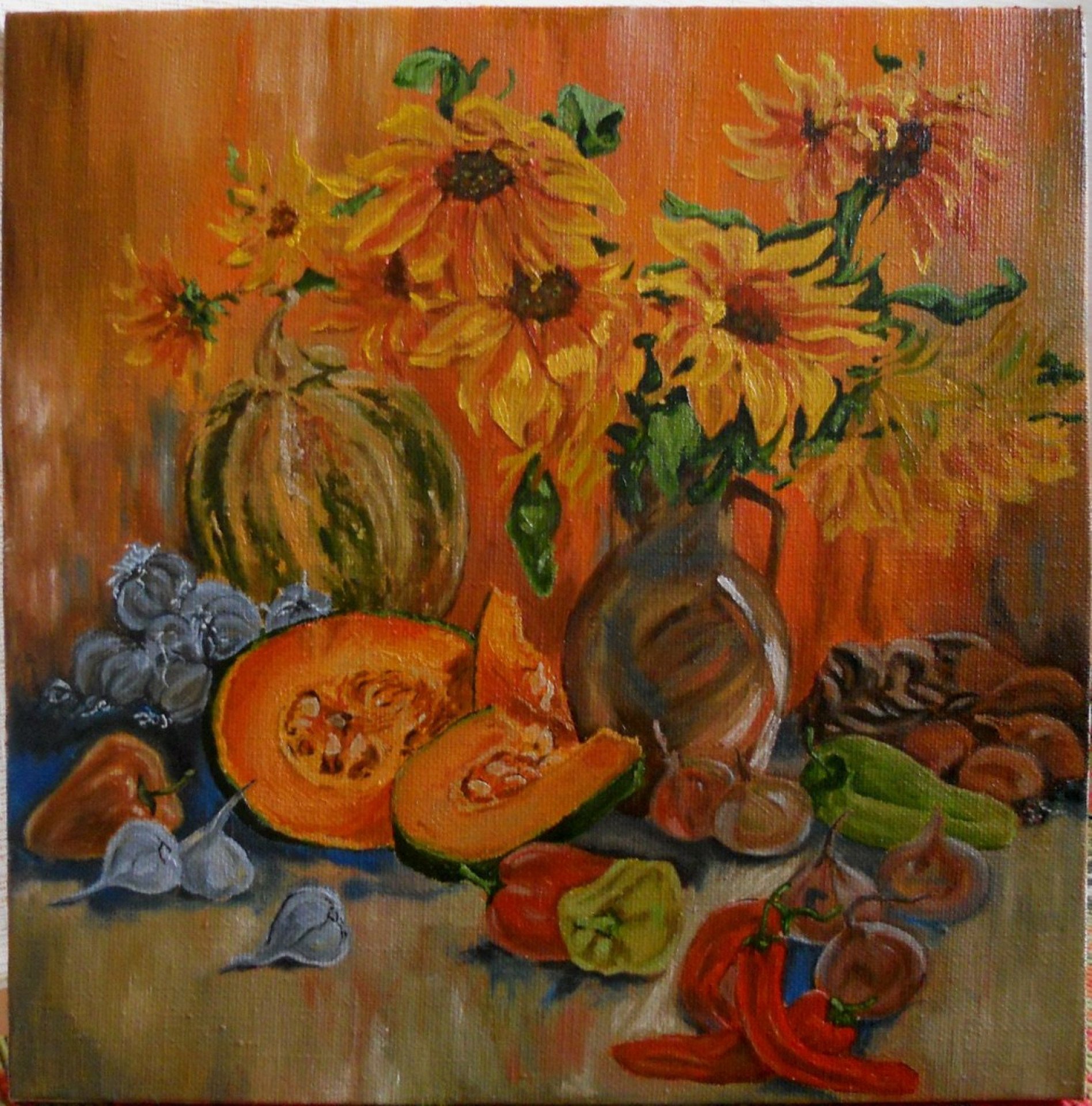 Still life with vegetables Painting by Oksana Kocherzhat