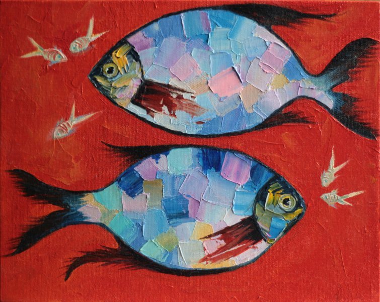 A pair of fish Drawing - Tetiana Kushnirova