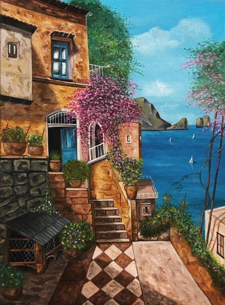 Mediterranean Glimpse: Italy Painting by Francesca Dei