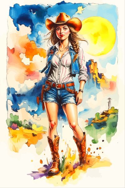 Cowgirl Under the Sunset Digital Art - Viktor Levchenko