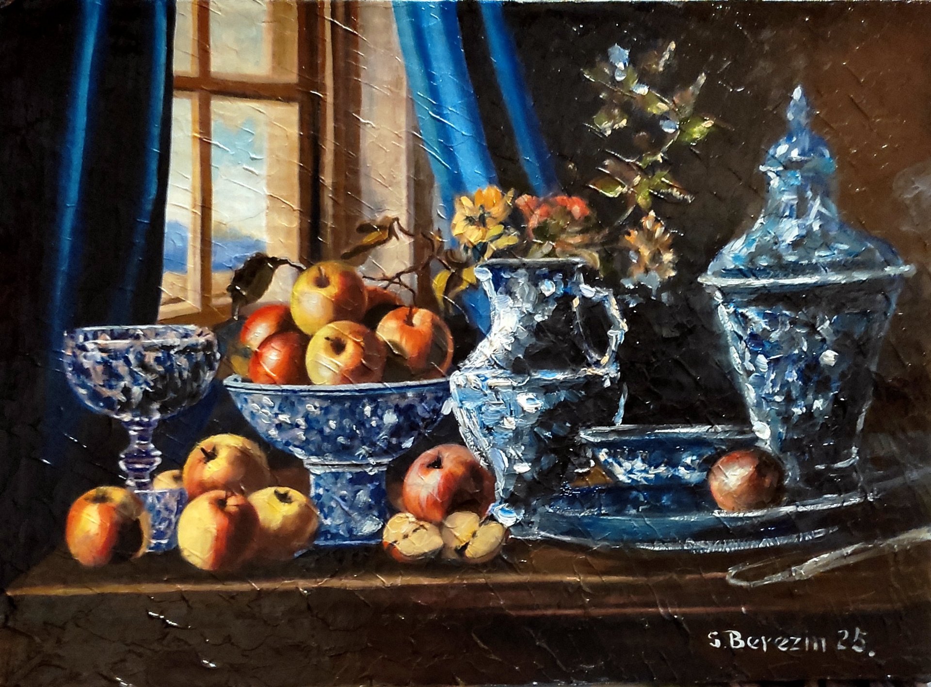 Still life with porcelain vase Painting by Serj Doche