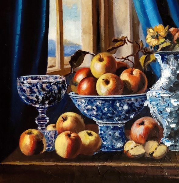 Still life with porcelain vase Painting by Serj Doche