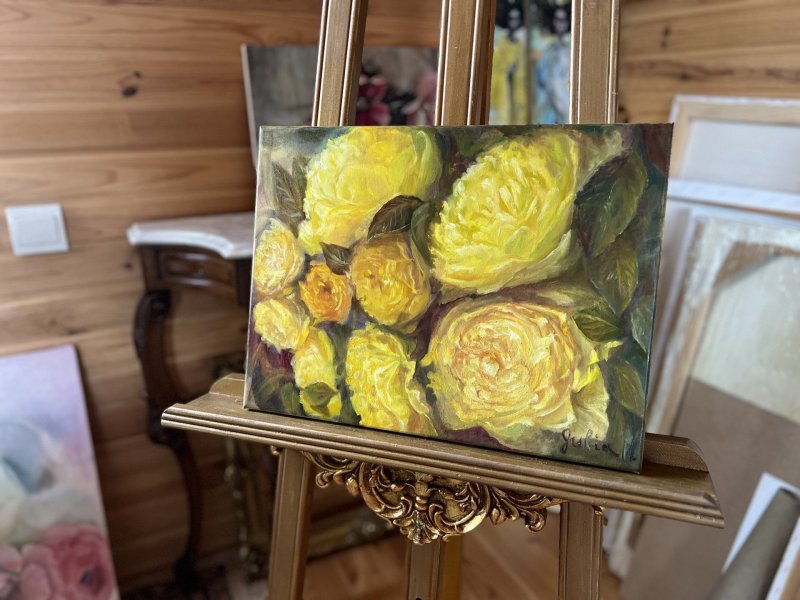 Yellow Peonies/original oil Painting by Nikolaienko Julia