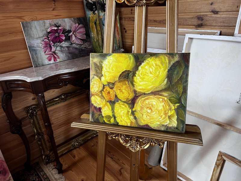 Yellow Peonies/original oil Painting by Nikolaienko Julia